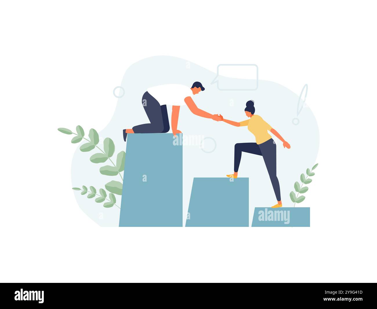 Business man helps his colleague in her career and work. Teamwork and ...