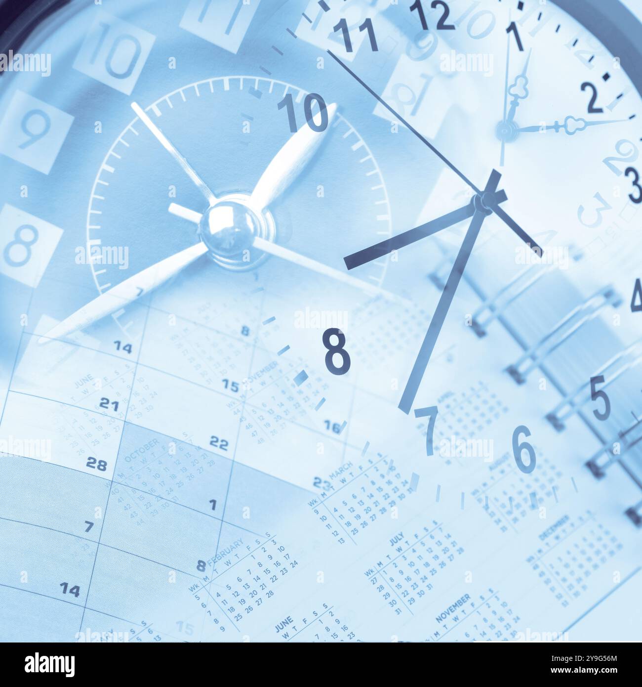 Clocks and calendars blue time composite time management Stock Photo ...