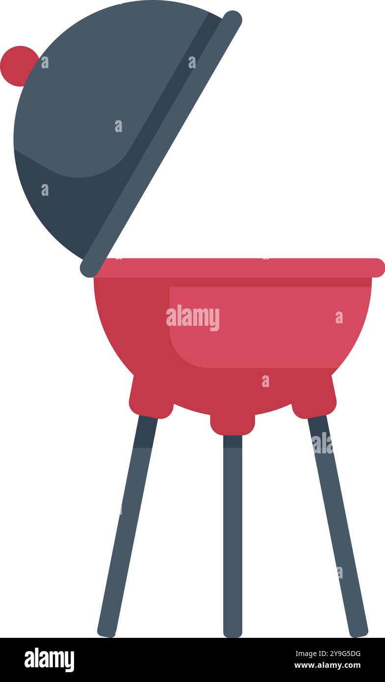 Simple vector illustration of a red barbecue grill standing with its ...