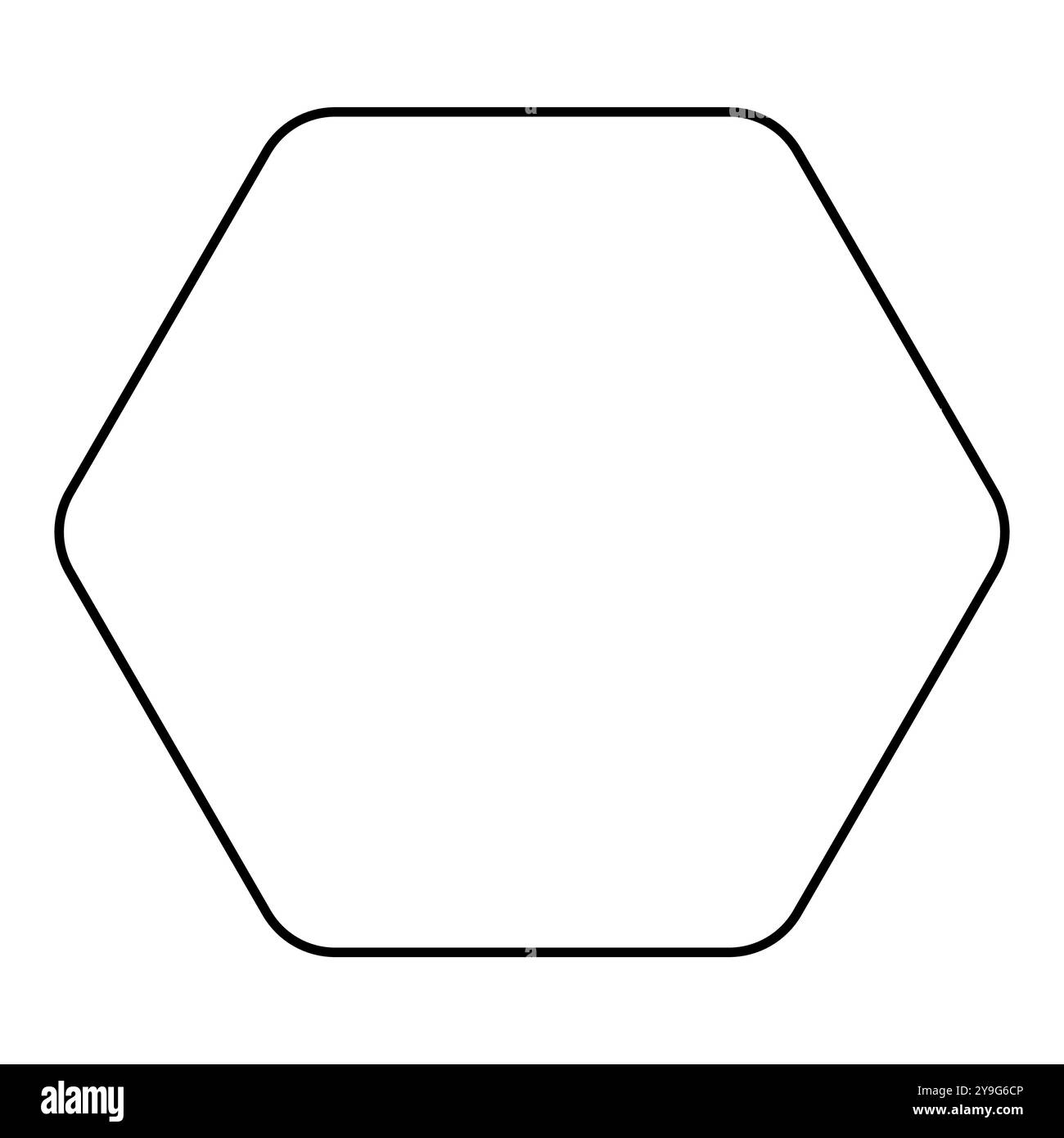 rounded Hexagon shape symbol, black and white vector silhouette ...