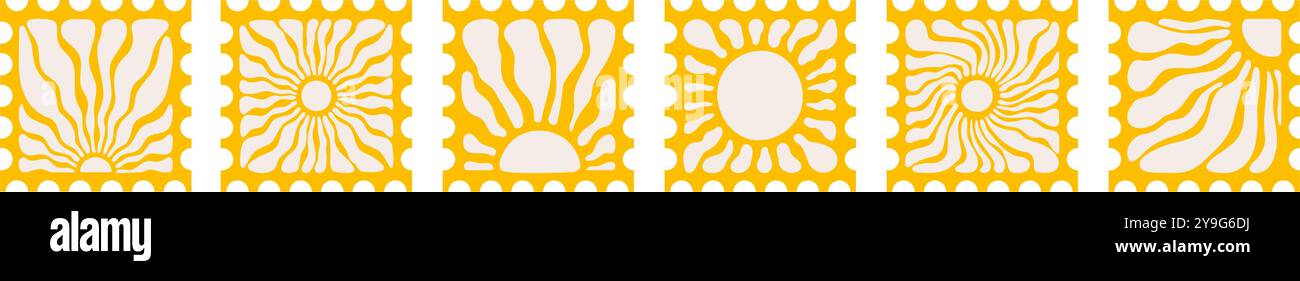 Sun post card stamp stickers vector illustration Stock Vector Image ...