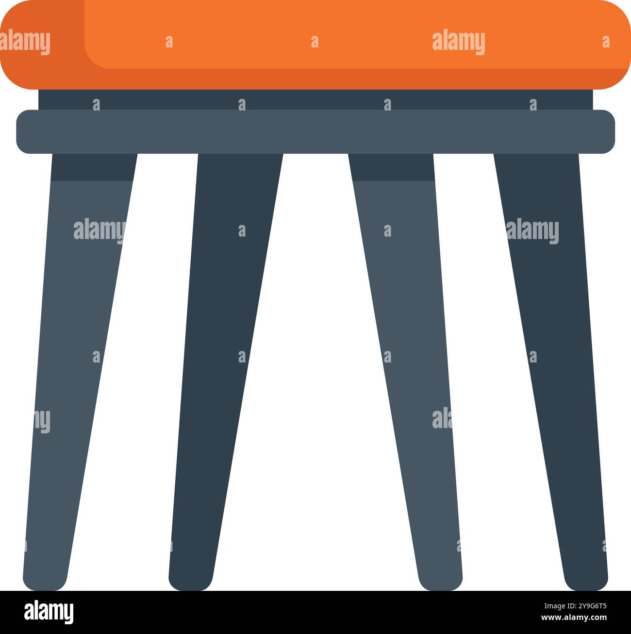 Modern round stool with soft upholstery standing on four legs isolated ...