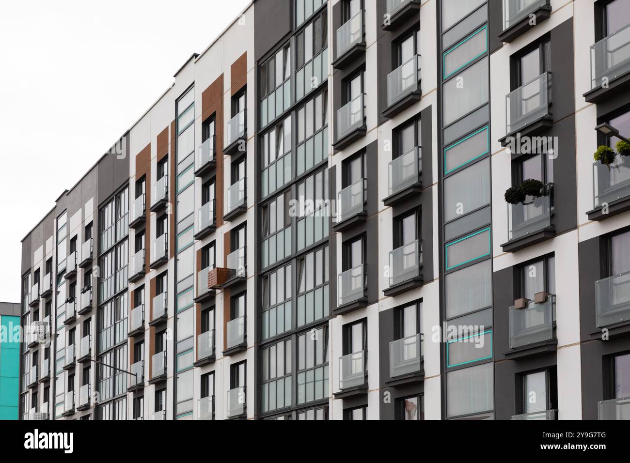 Modern high-rise apartment buildings in a residential area showcase ...