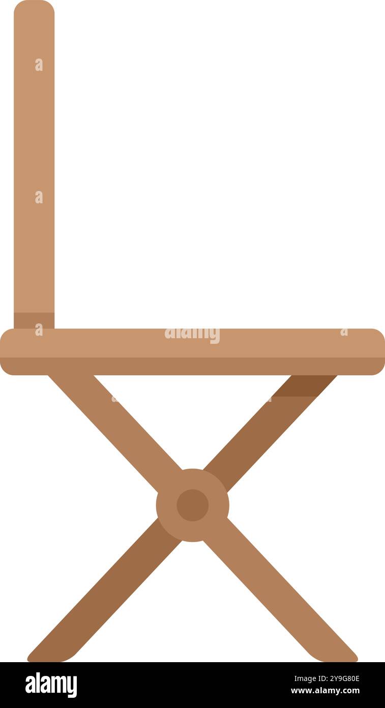 Simple wooden folding chair standing on white background, side view ...