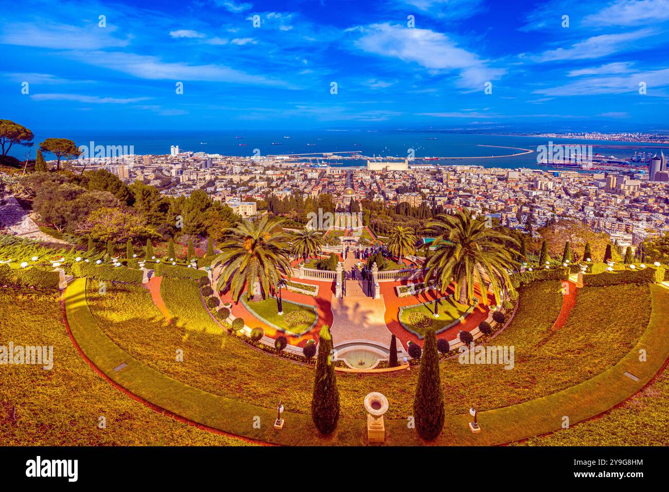 Bahai Gardens at Mount Carmel in Haifa, Israel, Middle East Stock Photo ...