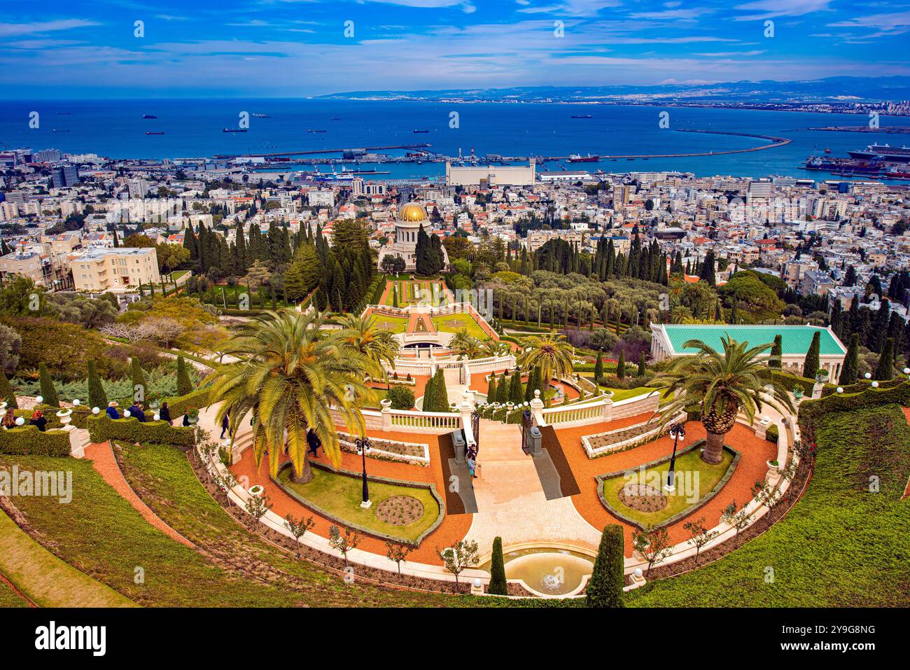 Bahai Gardens at Mount Carmel in Haifa, Israel, Middle East Stock Photo ...