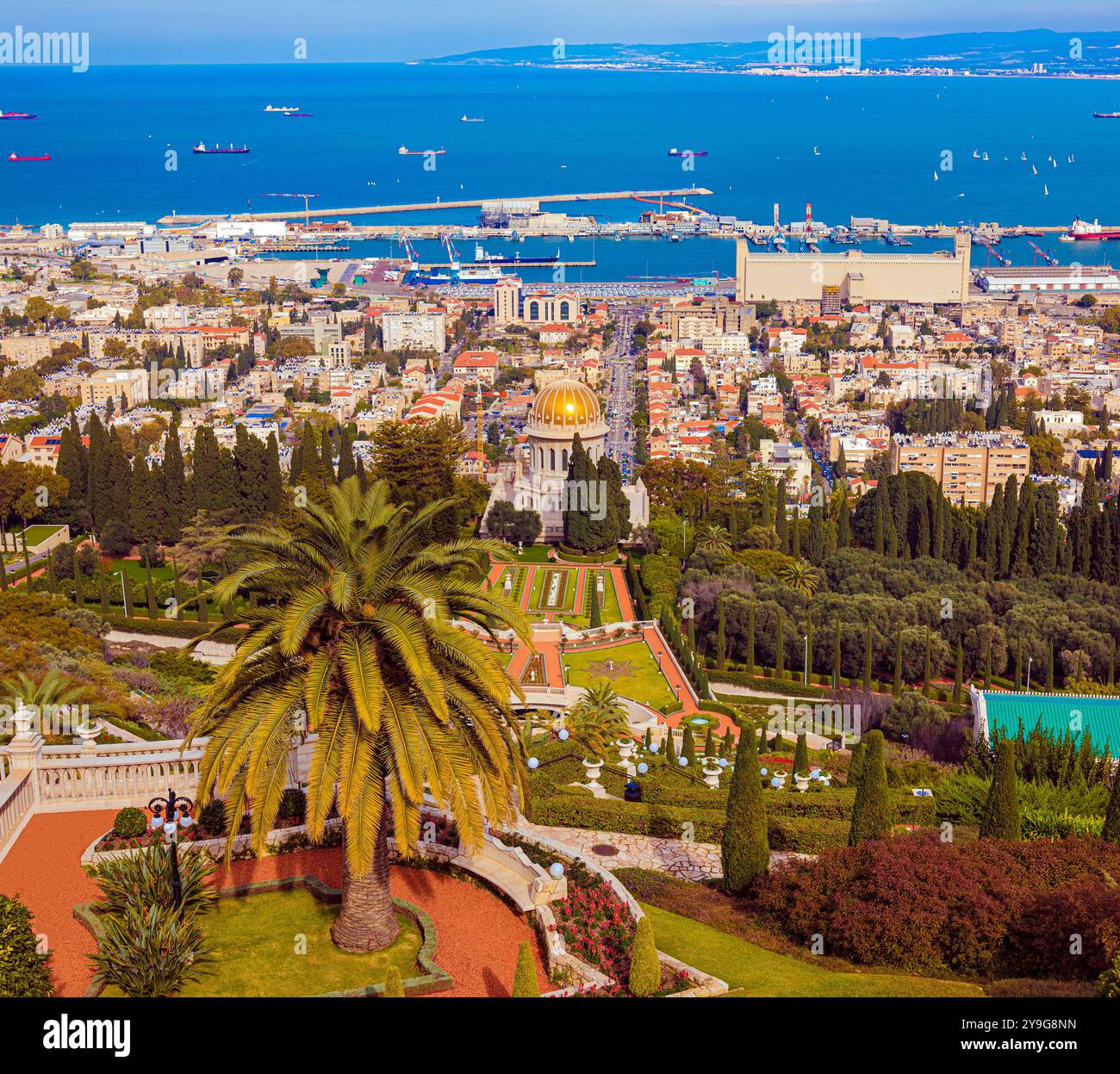 Bahai Gardens at Mount Carmel in Haifa, Israel, Middle East Stock Photo ...