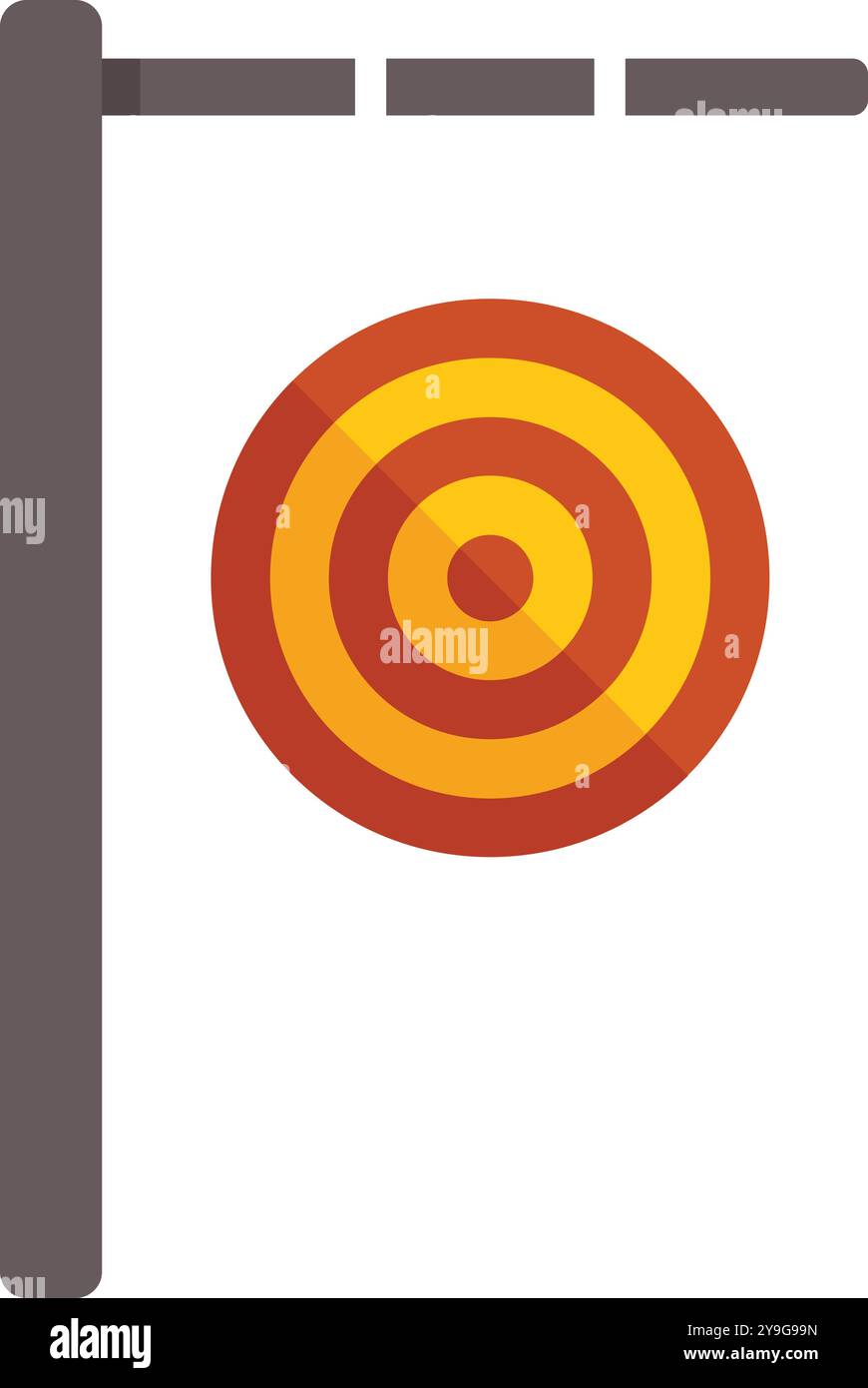 Minimalist illustration featuring a target hanging from a metal ...