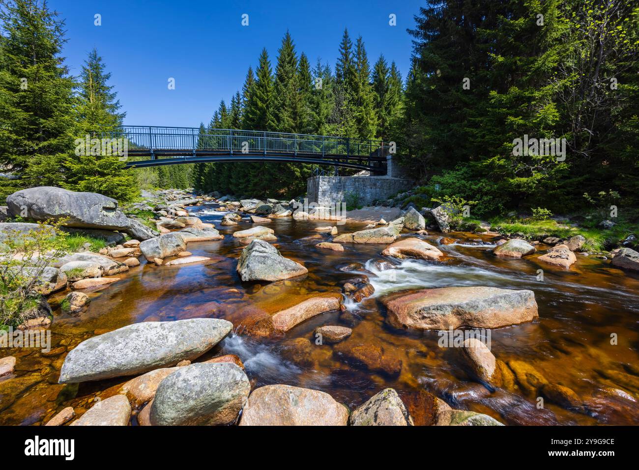Spring landscape near Karlovsky most, Czech and Poland border, Jizerky ...