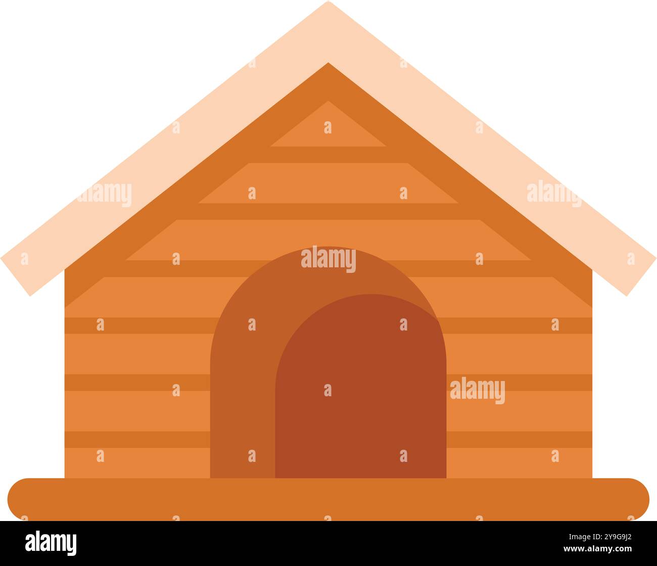 Simple illustration of a wooden doghouse providing shelter for a dog ...