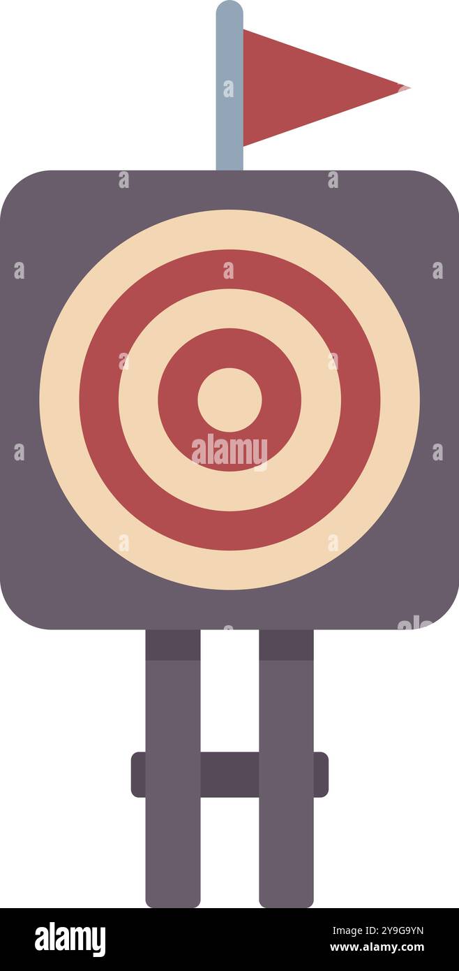 Minimalist illustration of a target with a red flag standing on wooden ...