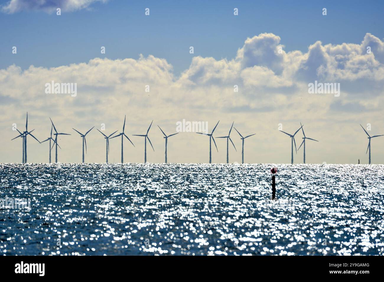 Windmills in the ocean Stock Photo - Alamy