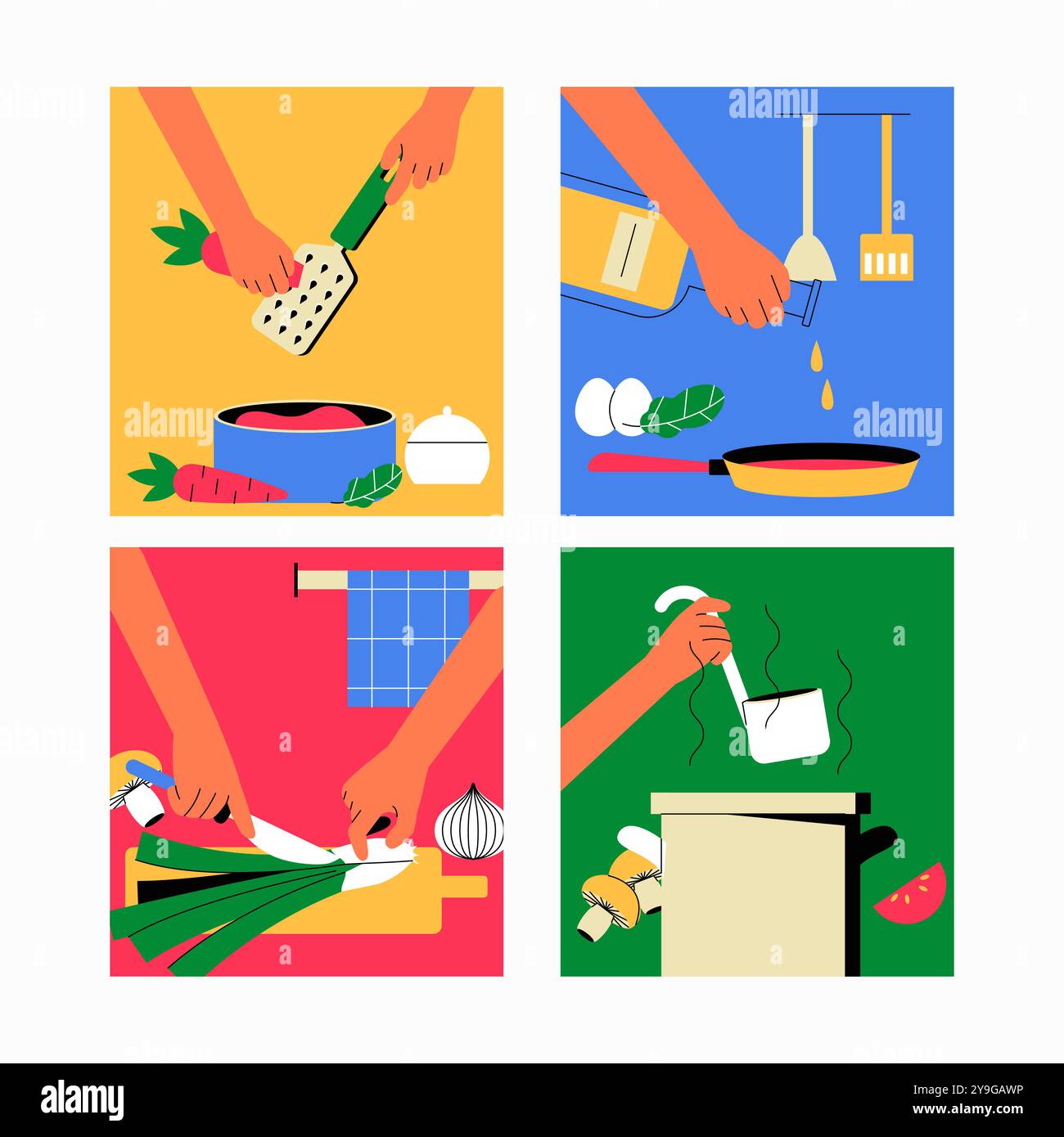 Cooking together hands Stock Vector Images - Alamy