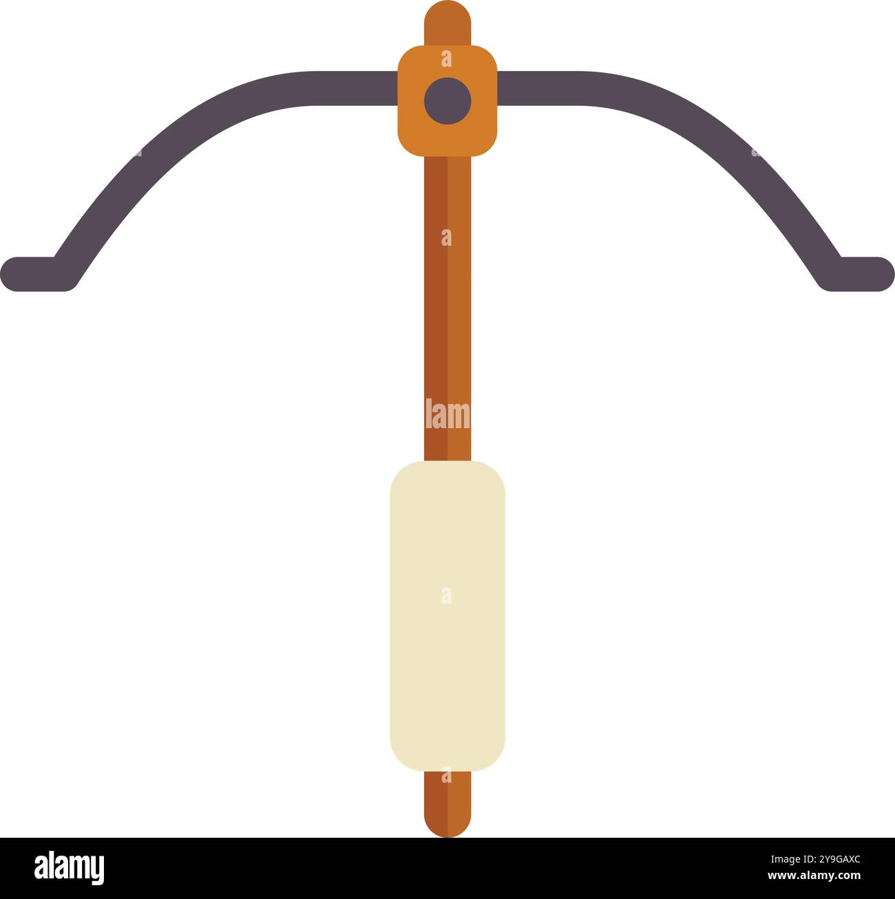This flat vector icon depicts a crossbow, a ranged weapon using an ...