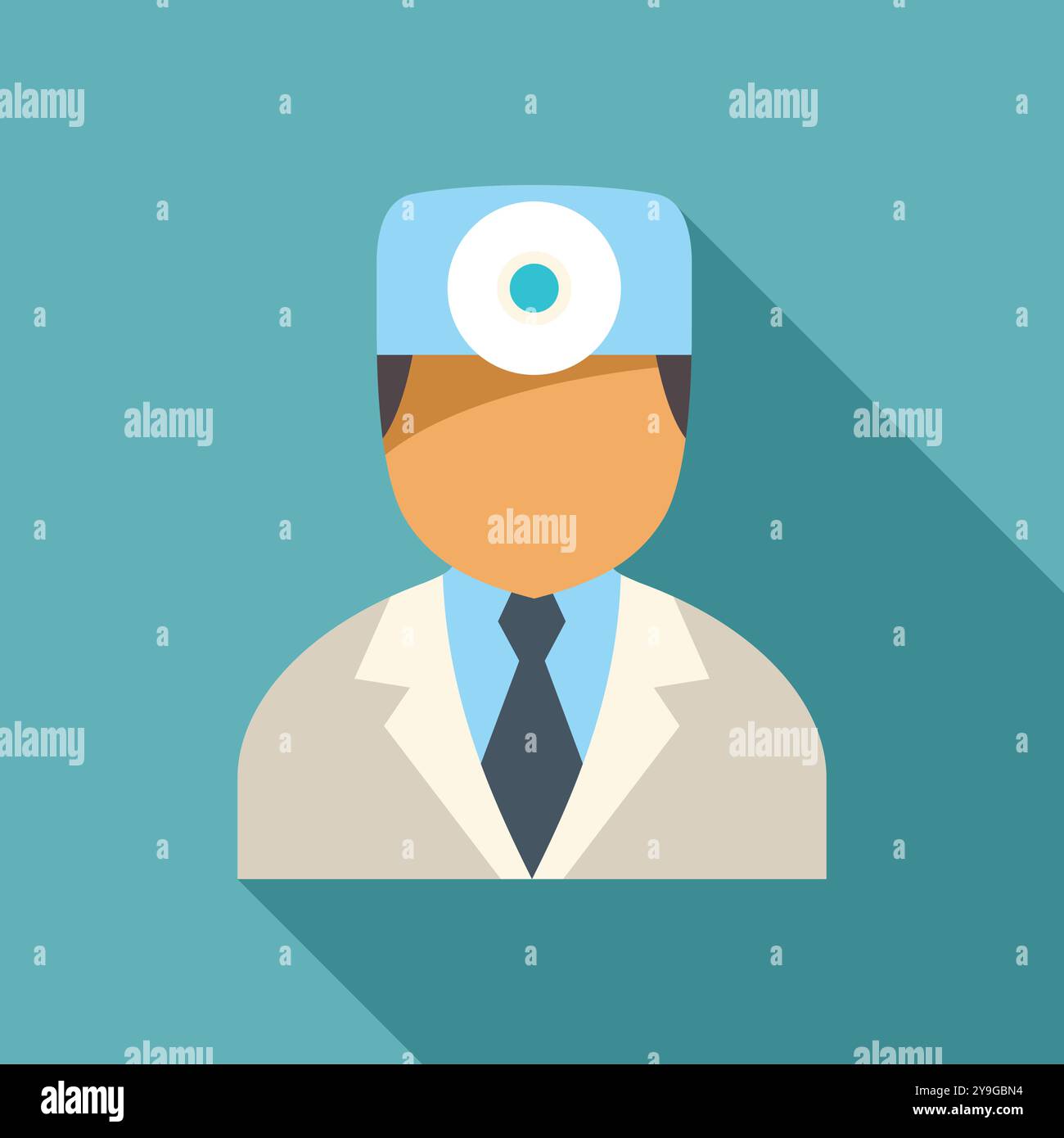 Simple and colorful vector illustration of a doctor wearing a head ...