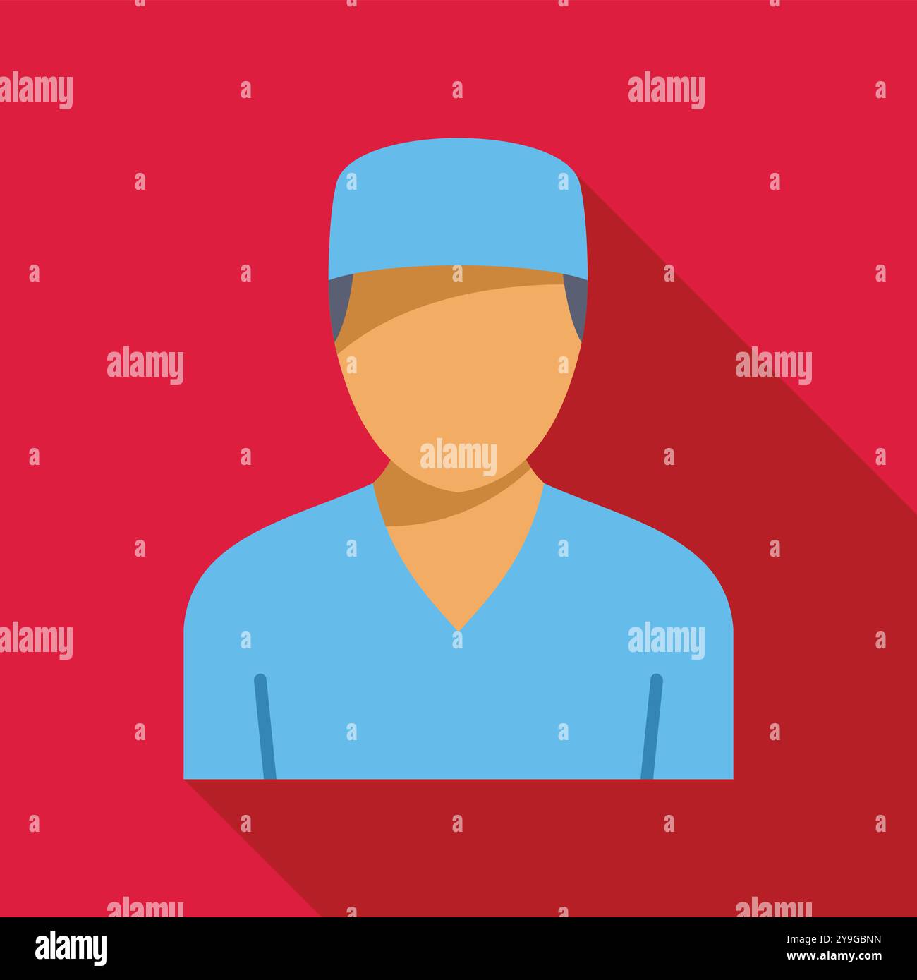 Simple and colorful vector representation of a male nurse wearing blue ...