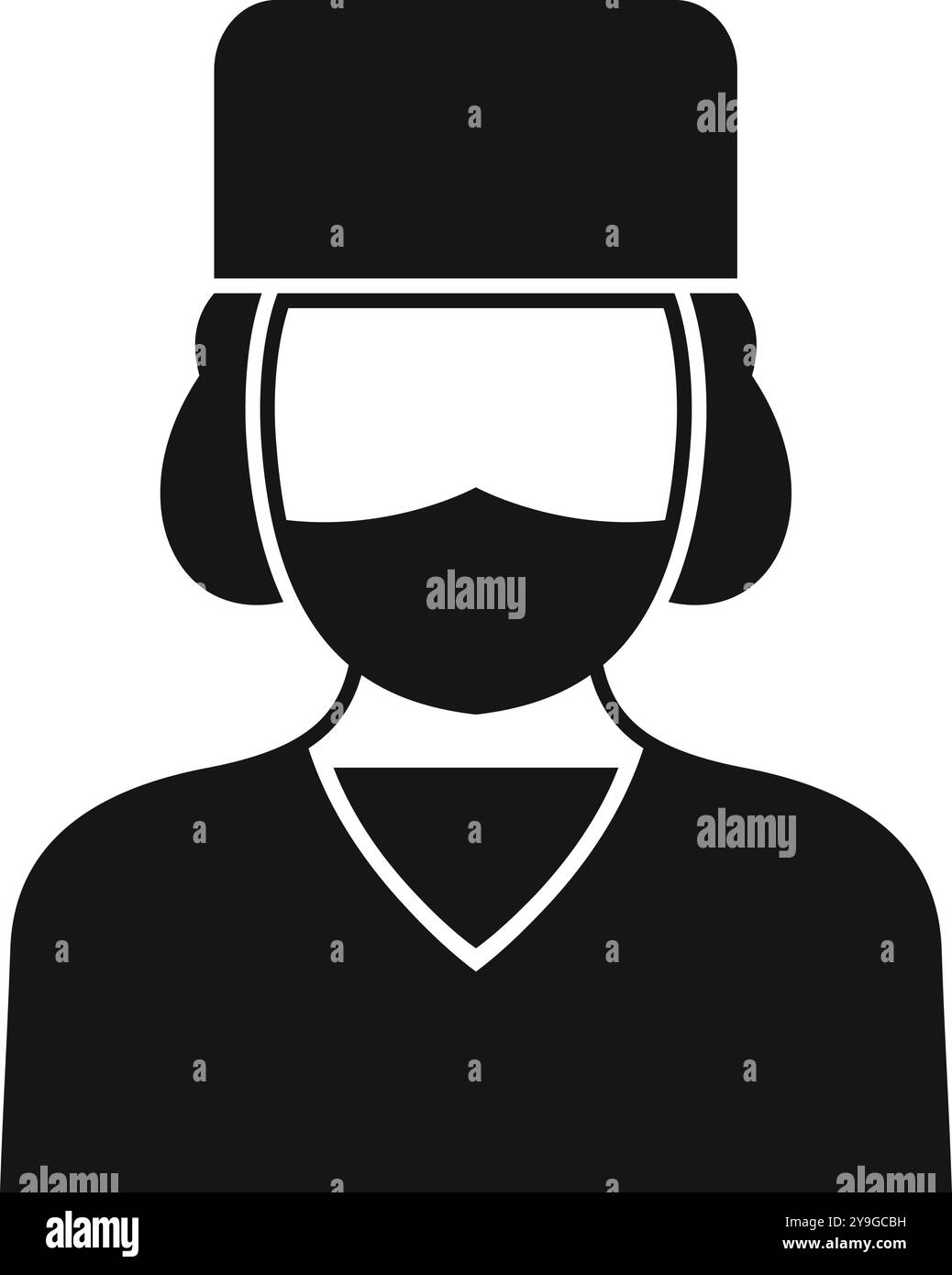Simple black and white vector icon of a female surgeon wearing scrubs ...