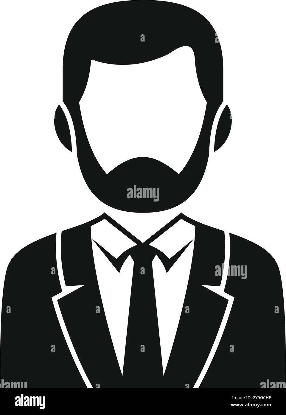 Simple black and white vector icon of a businessman wearing a suit and ...
