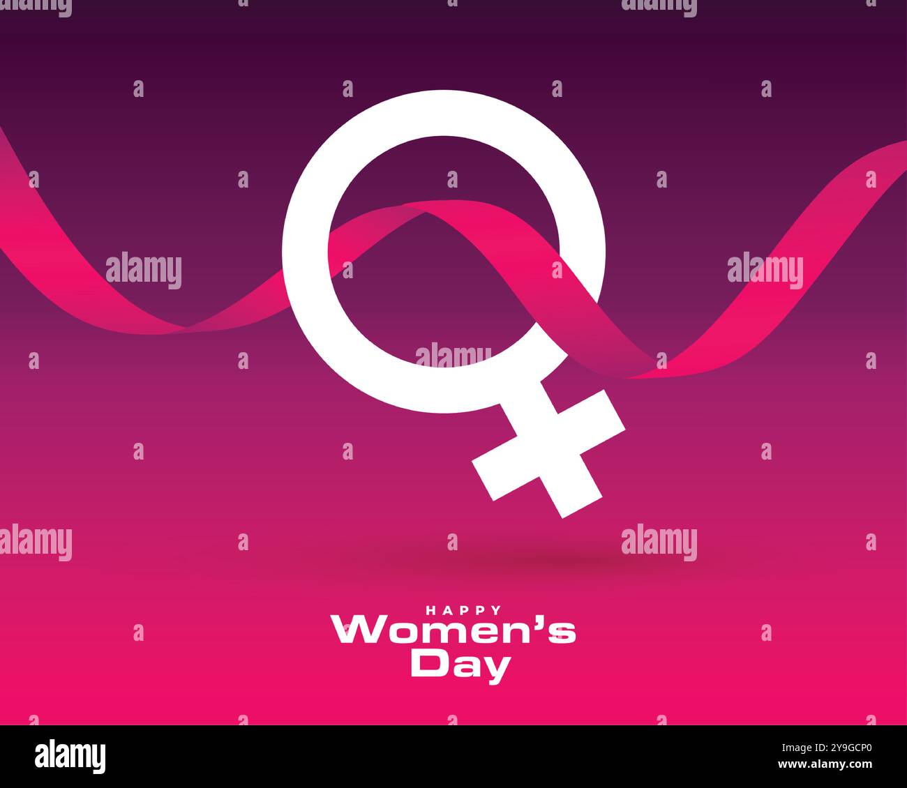 happy women's day wishes background with female sign and ribbon vector ...