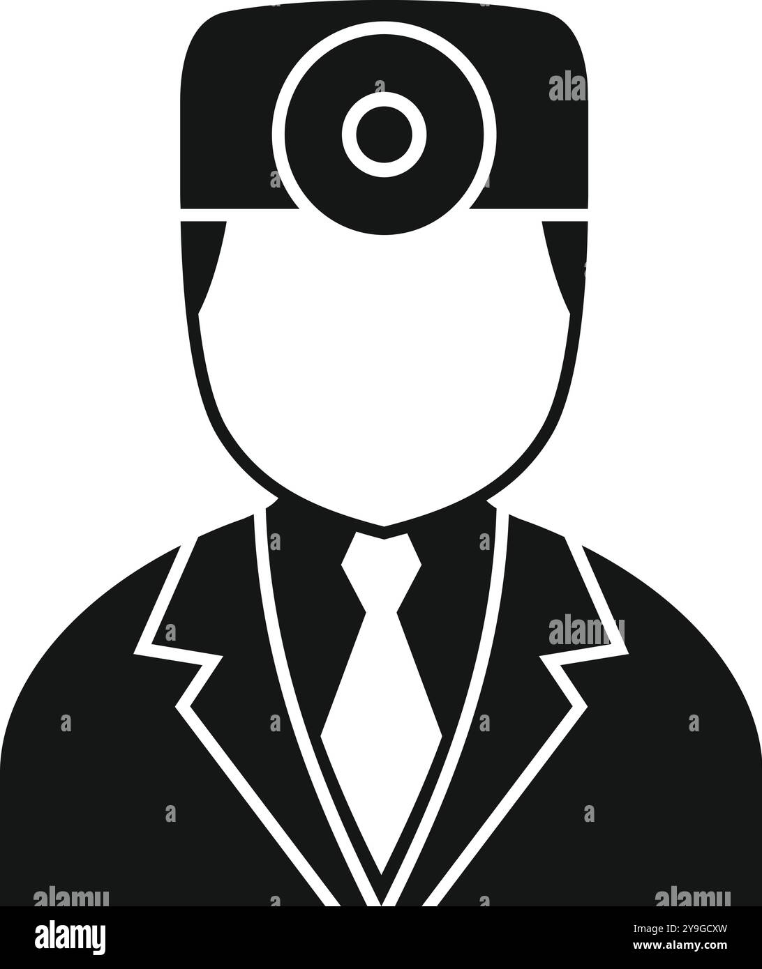 Doctor specialist wearing suit with head mirror standing in simple ...
