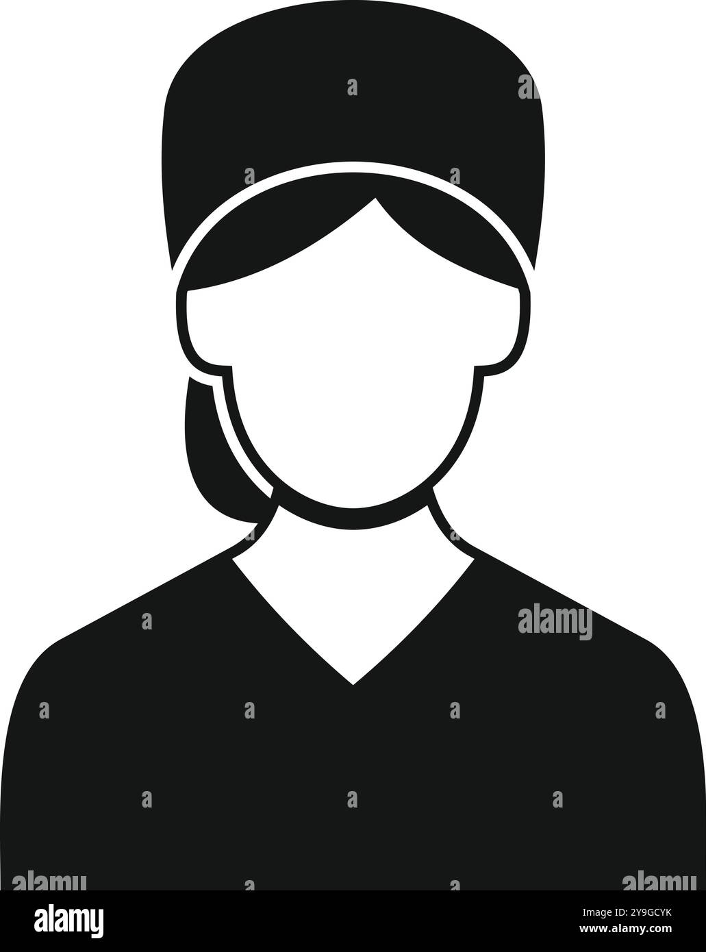 Simple black and white vector icon of a female healthcare professional ...