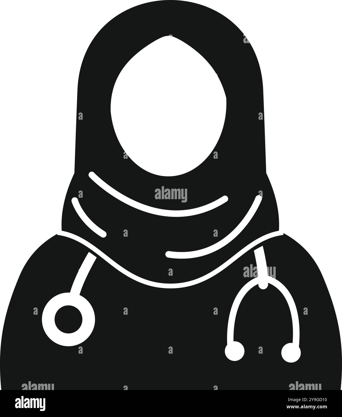 Simple vector icon of a female medical professional wearing a hijab ...