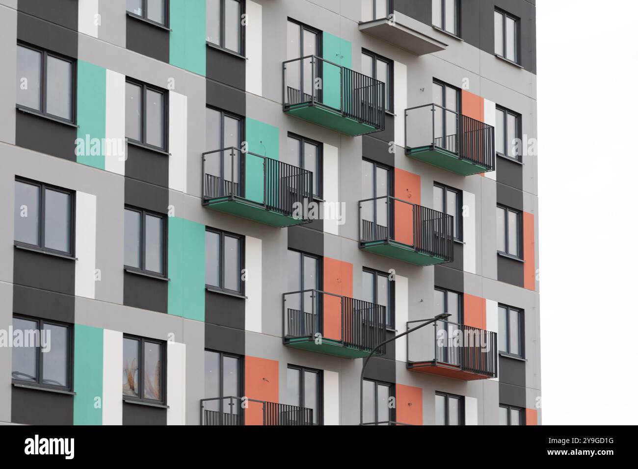 This residential area boasts colorful high-rise apartment buildings ...