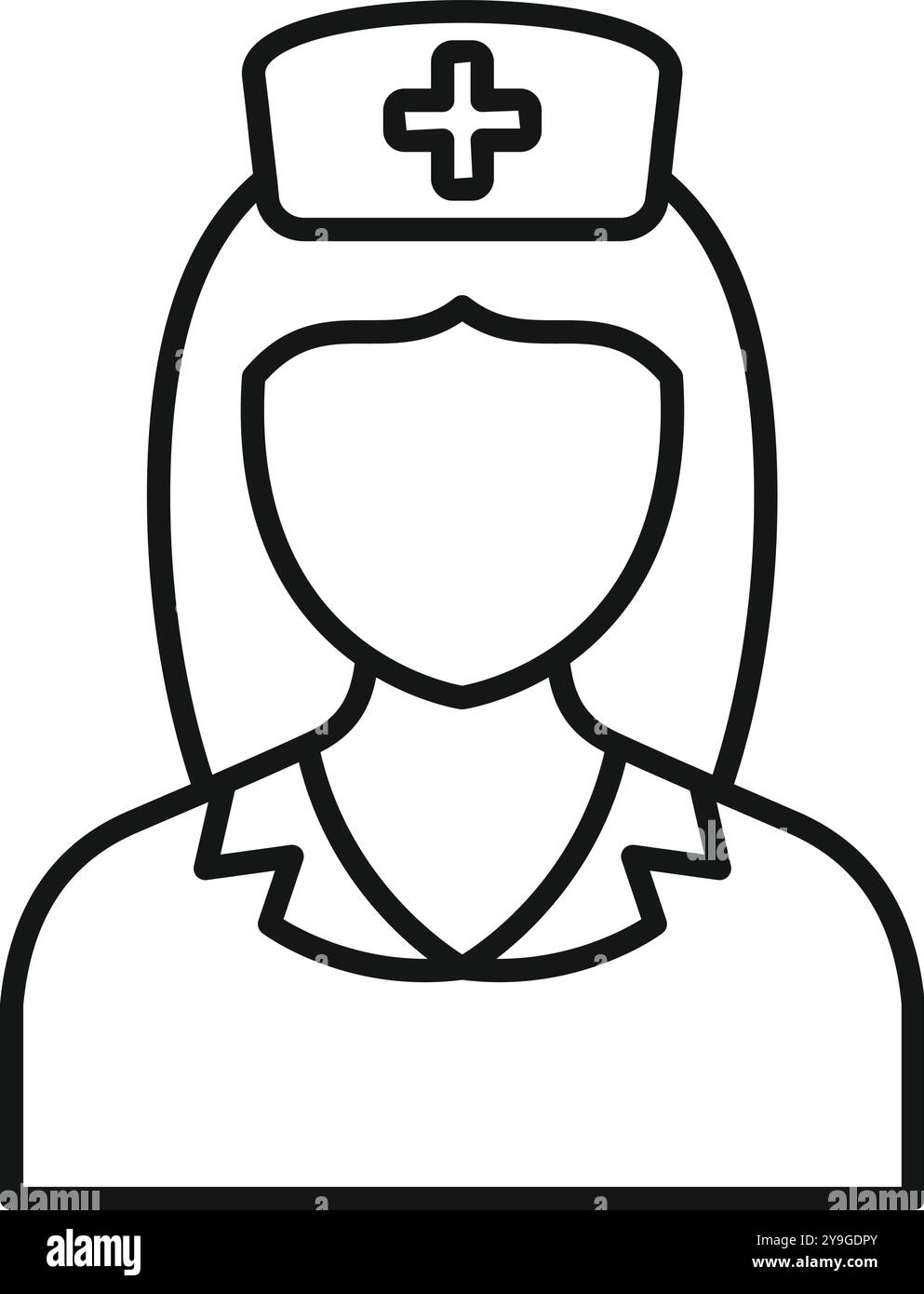 Simple line drawing of a female healthcare professional wearing medical ...