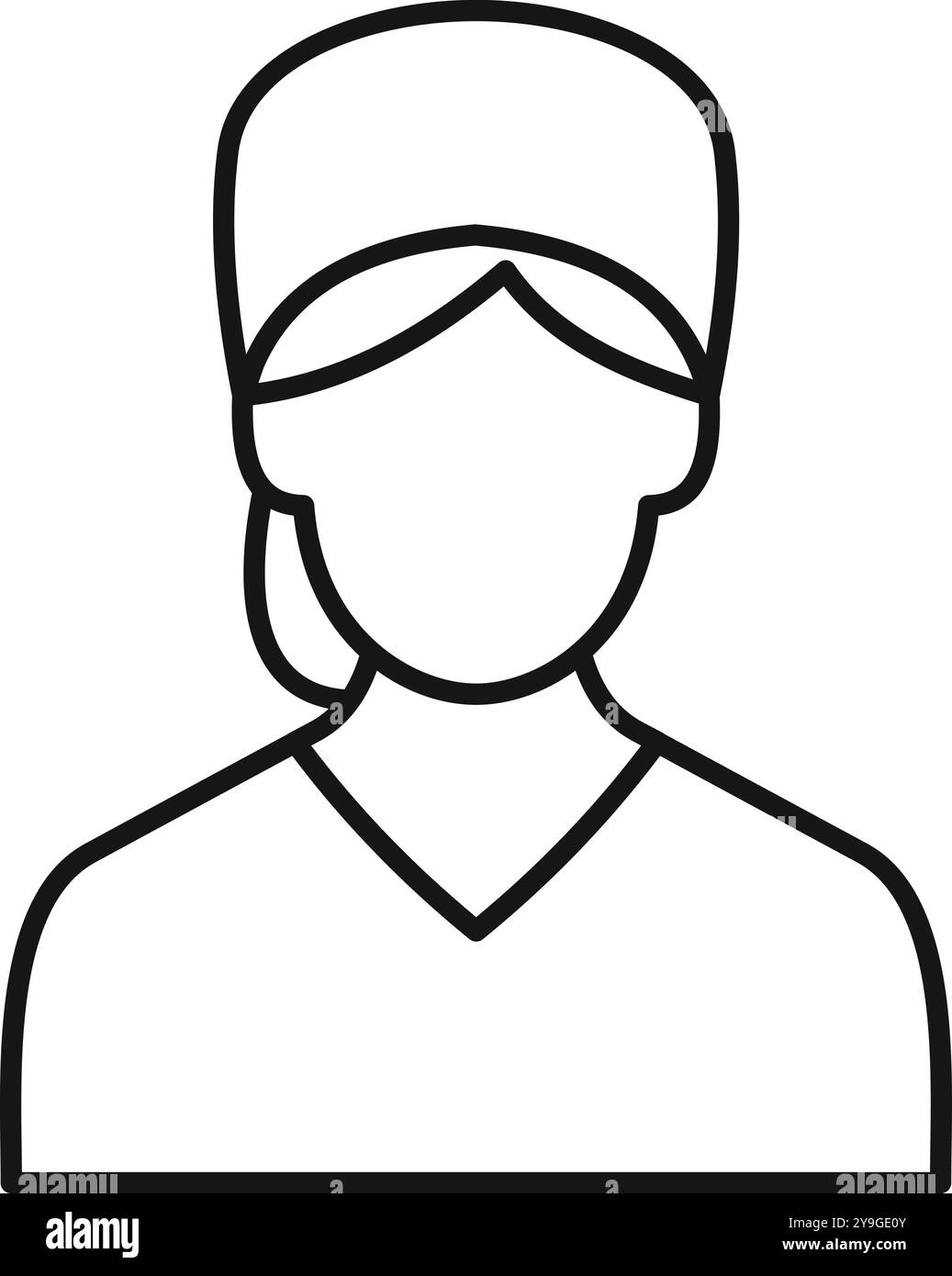 Simple line icon of a female doctor wearing scrubs and a surgical cap ...