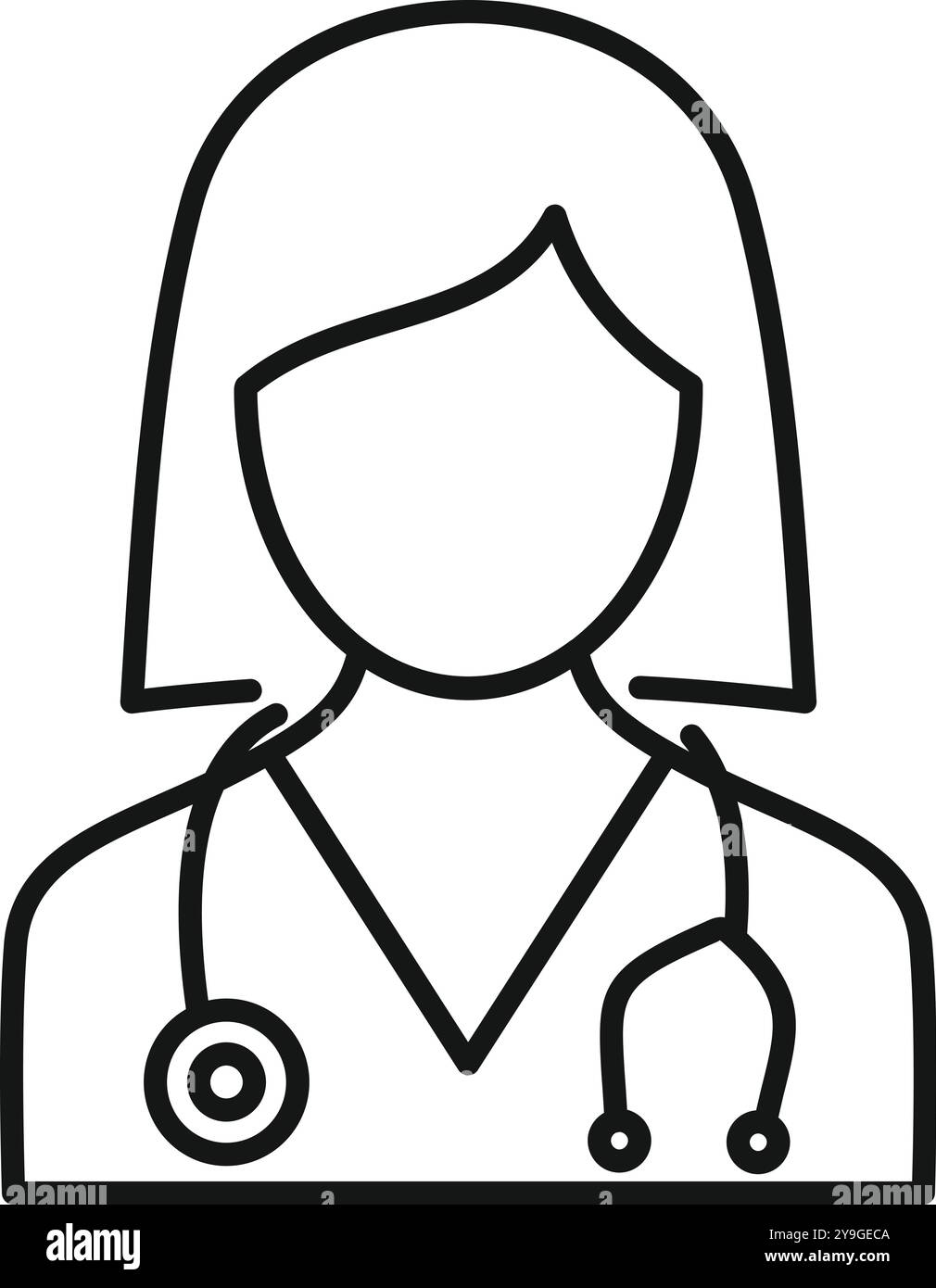 Simple outline icon of a female doctor wearing a stethoscope, perfect ...