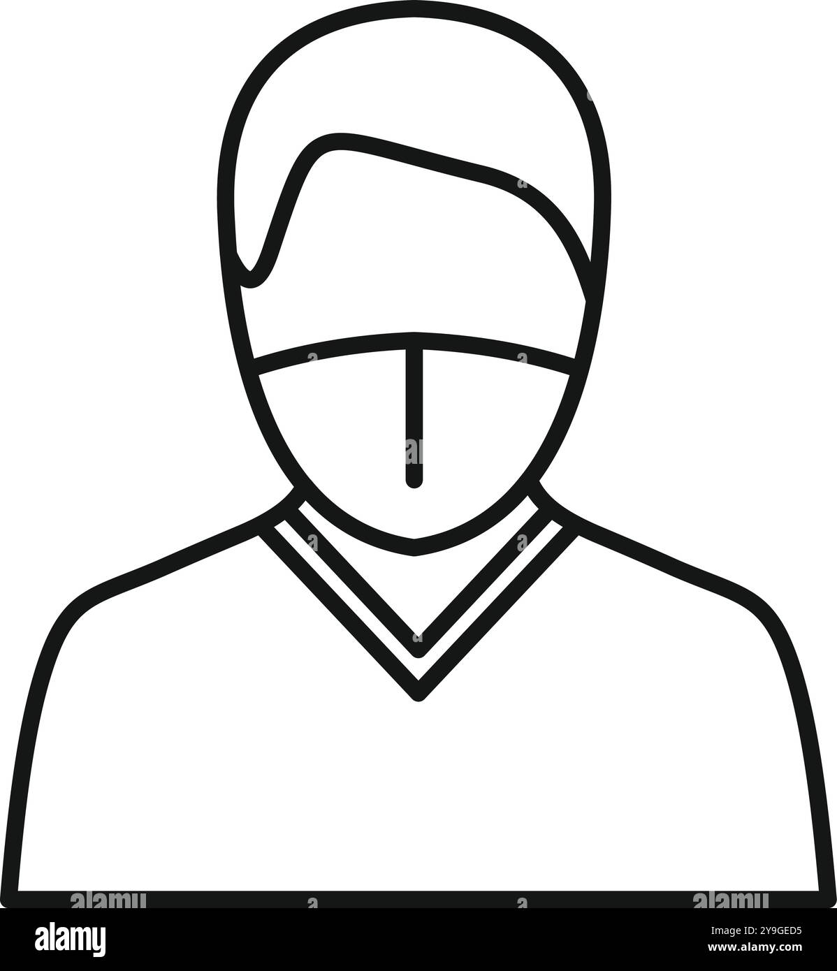 Simple line drawing of a doctor wearing a protective medical face mask ...