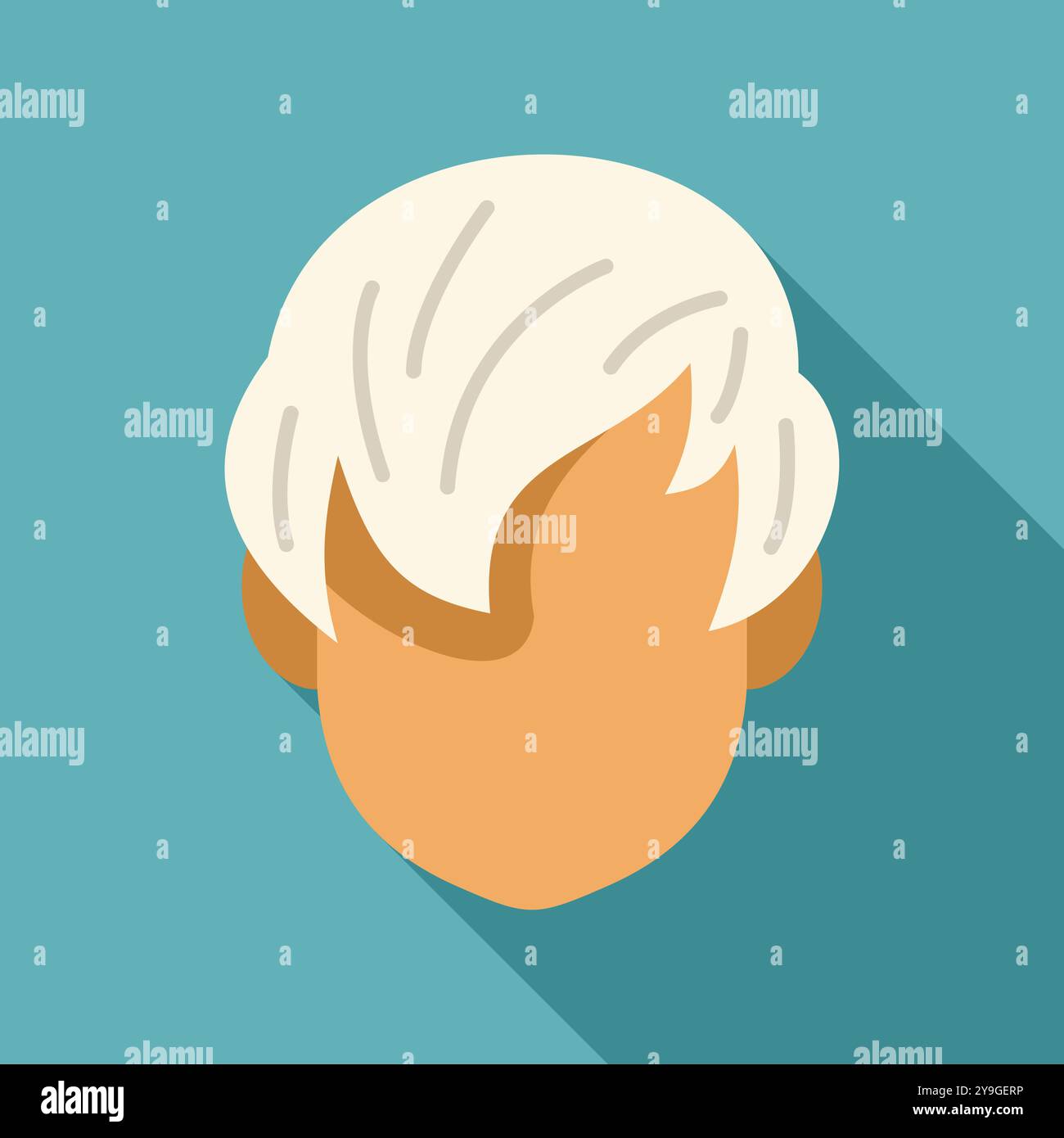 Blond man character with hair in the wind looking down, flat design ...