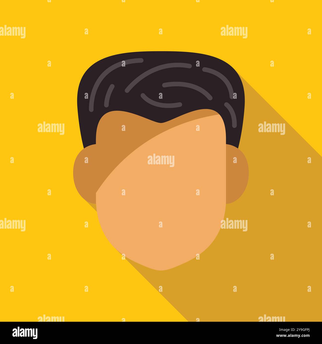 Faceless male avatar showing a minimalist portrait on a yellow ...