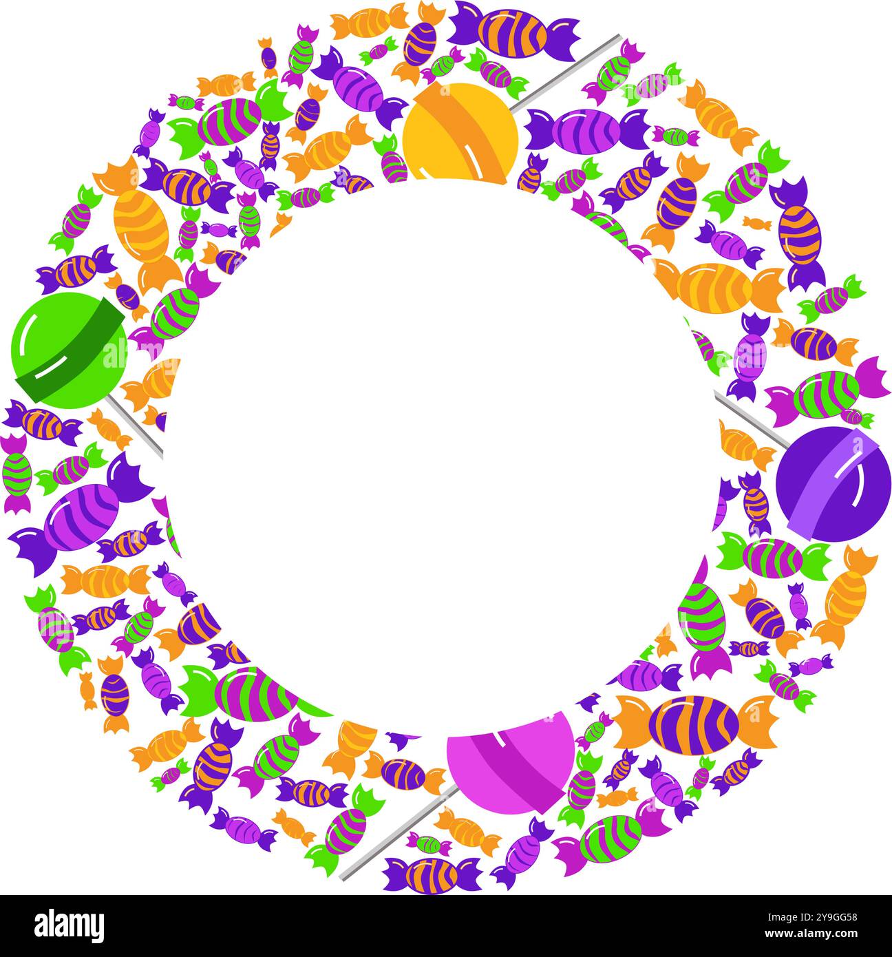 Circle frame with candies and lollypops. Happy Sweetest Day and ...