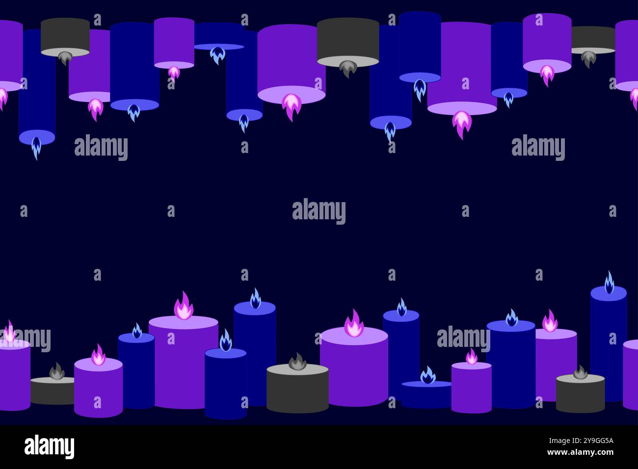 Halloween dark candles seamless border. greeting card template. vector ...