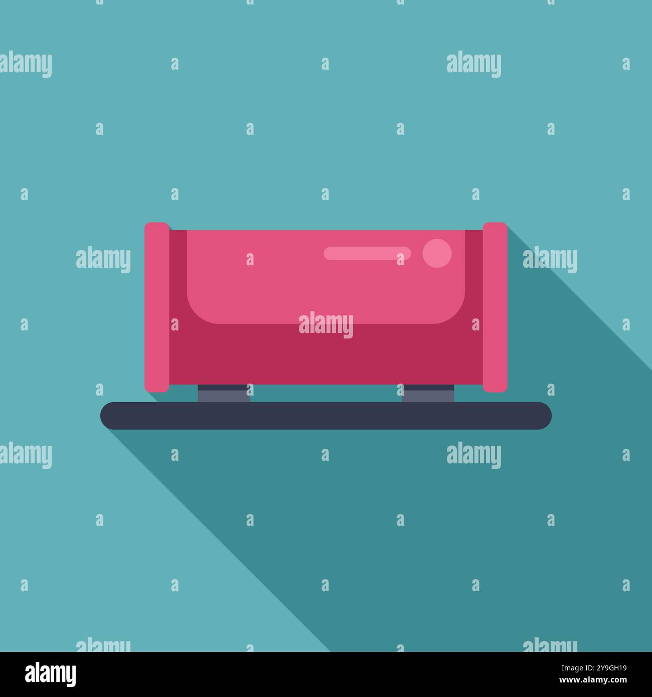 Pink tanker container for liquids is being transported on a freight ...