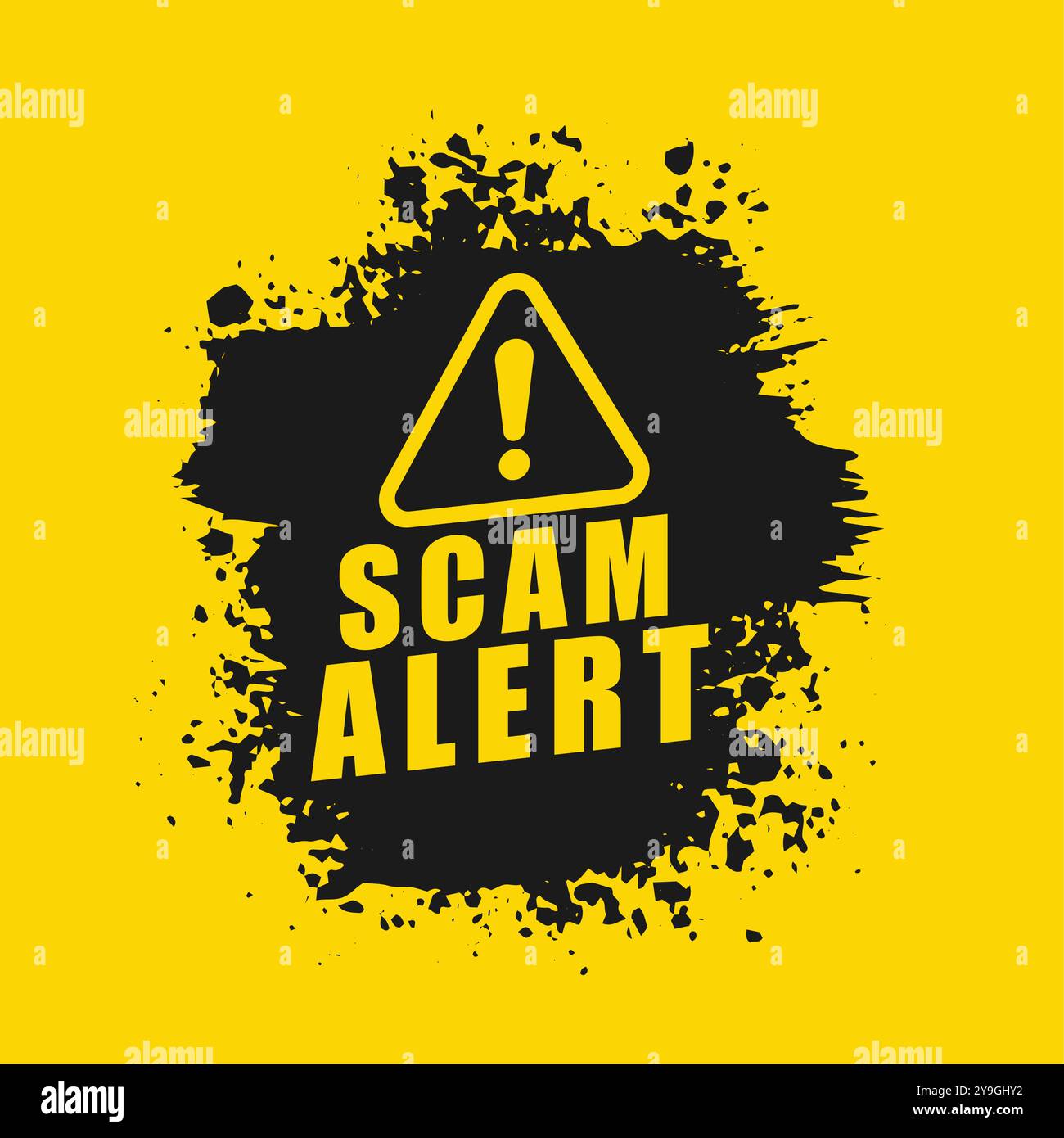 grungy style scam alert yellow background keep your data protected ...