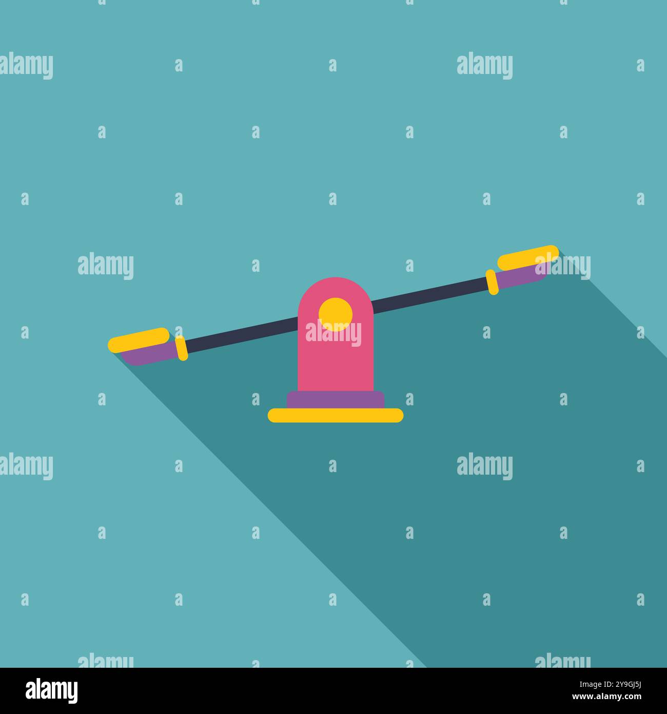 Simple icon of a seesaw balancing on a blue background with a long ...