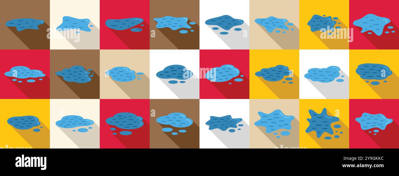 Water puddle icons set. This set features a variety of water puddle ...