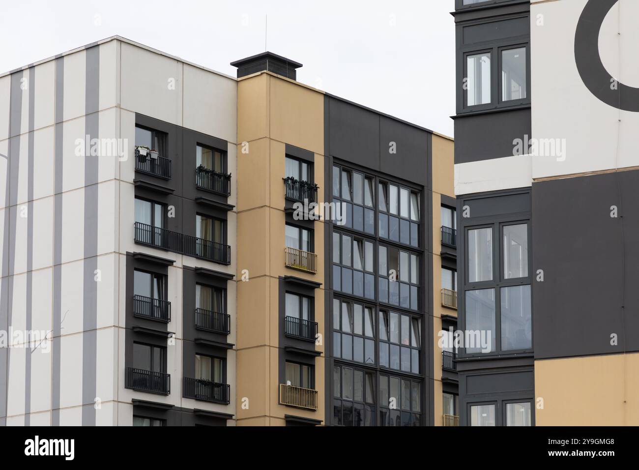 Modern high-rise apartment buildings in a residential area showcasing ...