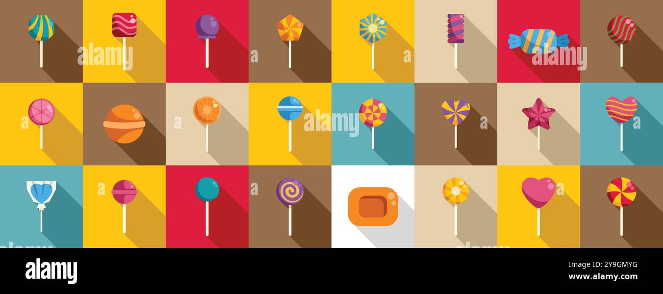 Lolipop icons set. This image is a collection of colorful lollipops ...