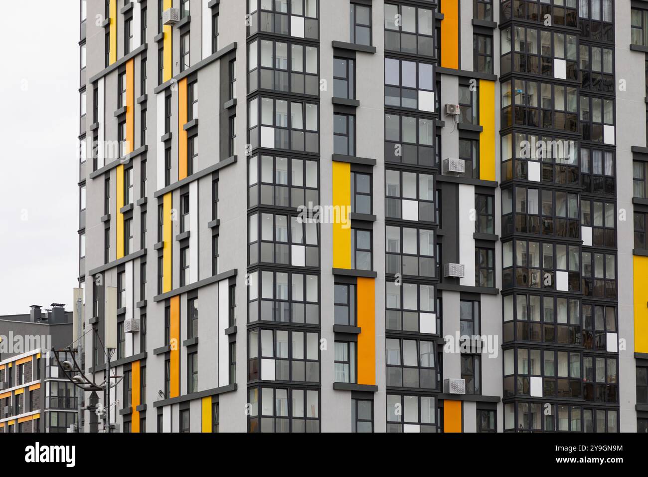 High-rise apartment buildings in a modern residential area highlighting ...