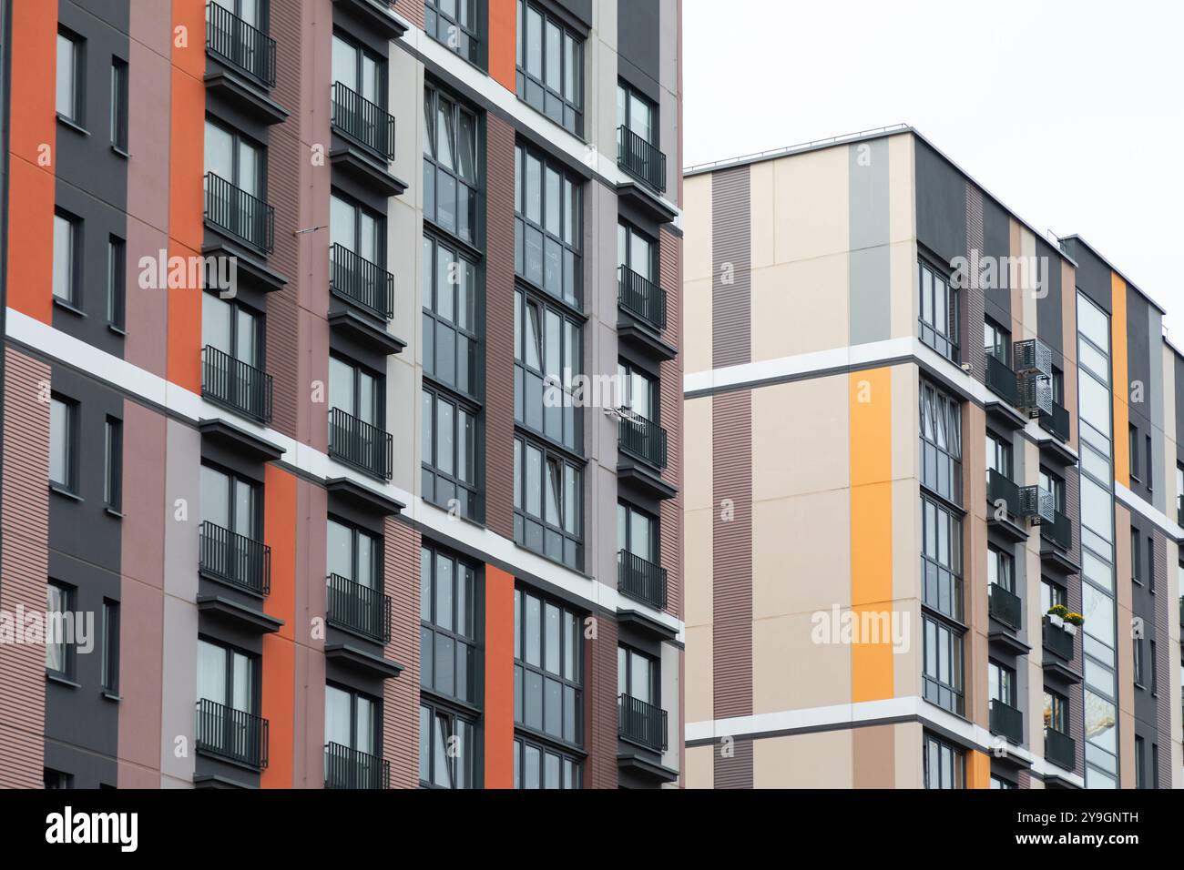 Modern high-rise apartment buildings in a residential area showcasing ...