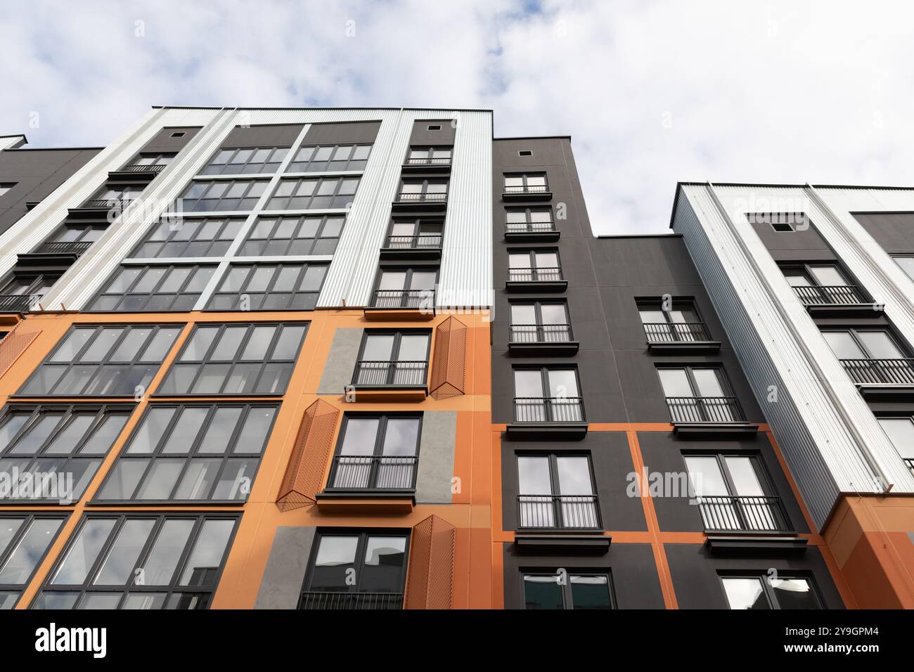 High-rise apartment buildings in a modern residential area highlighting ...