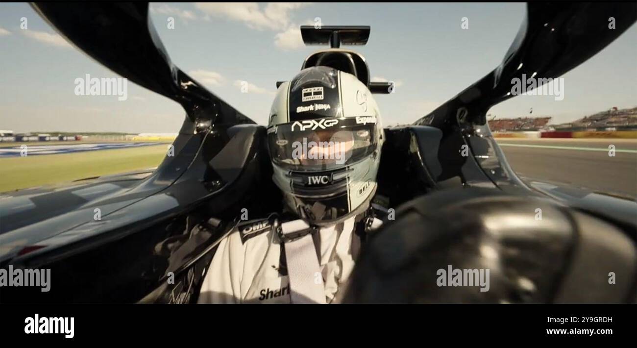 F1 2025 Warner Bros. Pictures film with Brad Pitt as Sonny Hayes Stock ...