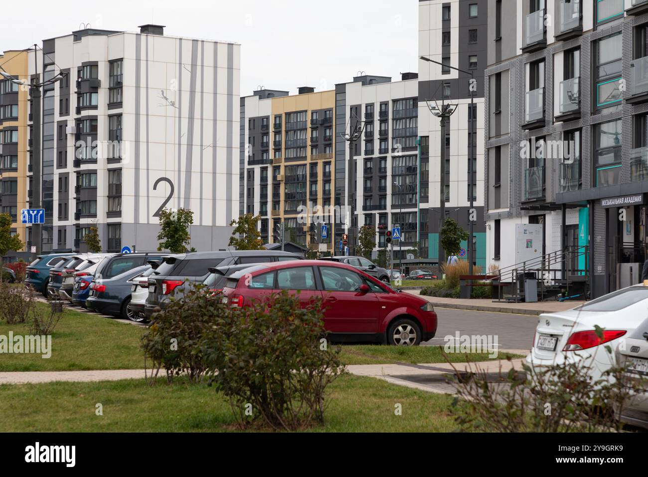 The residential area showcases contemporary high-rise apartment ...