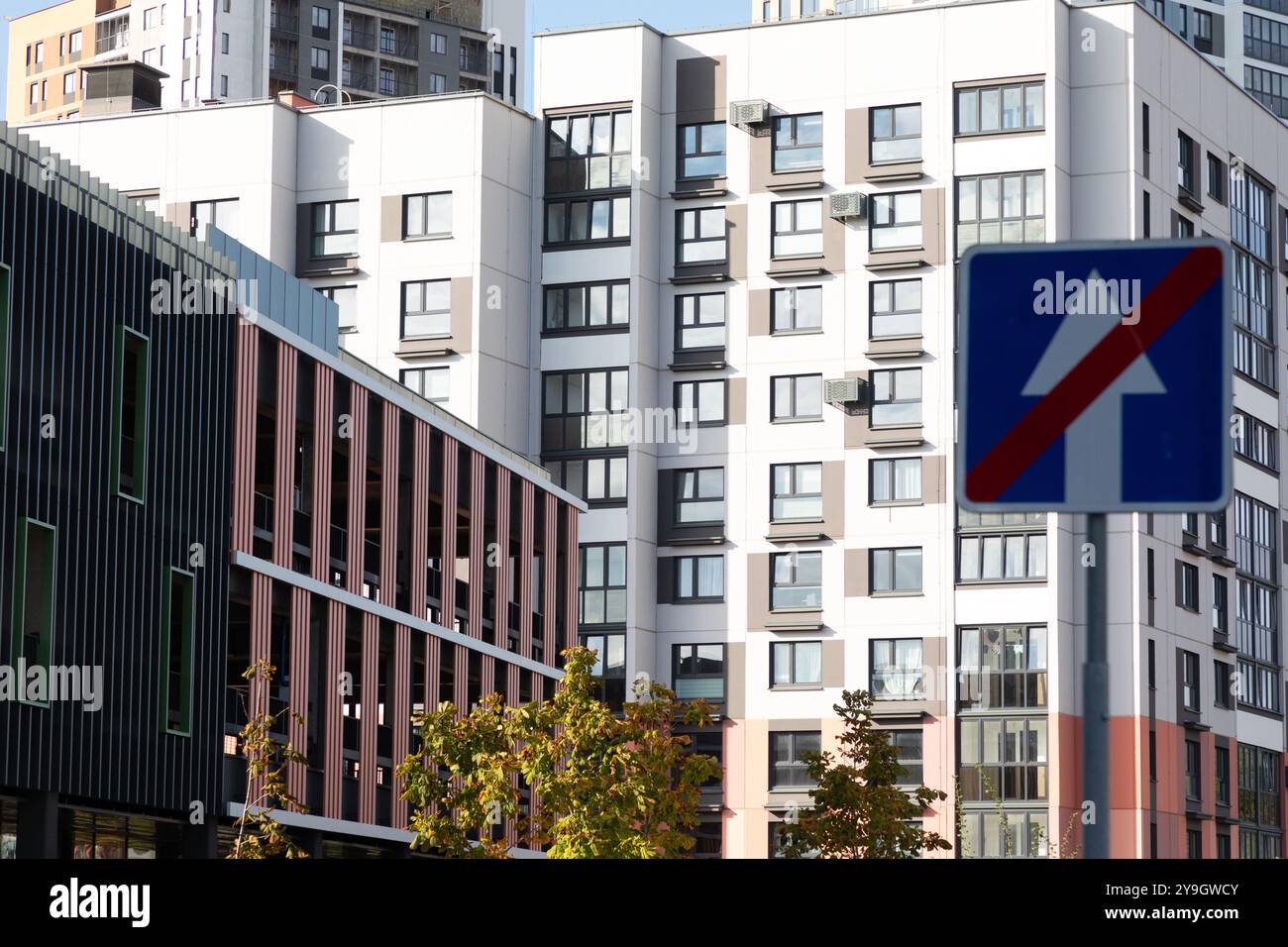 Modern high-rise apartment buildings in a residential area highlighting ...