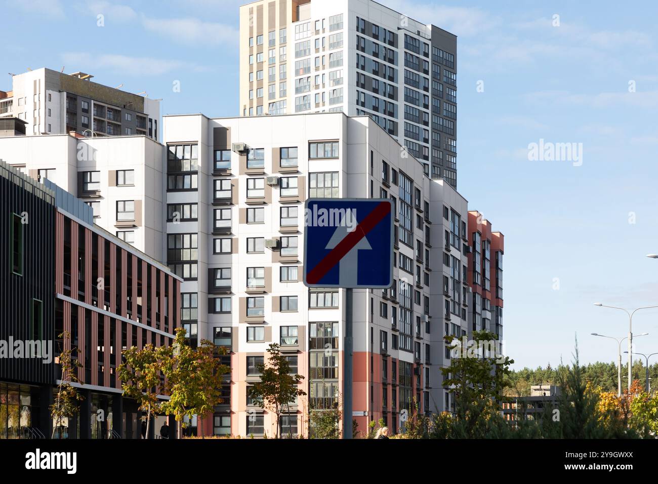 Residential high-rise apartment buildings in a modern neighborhood ...