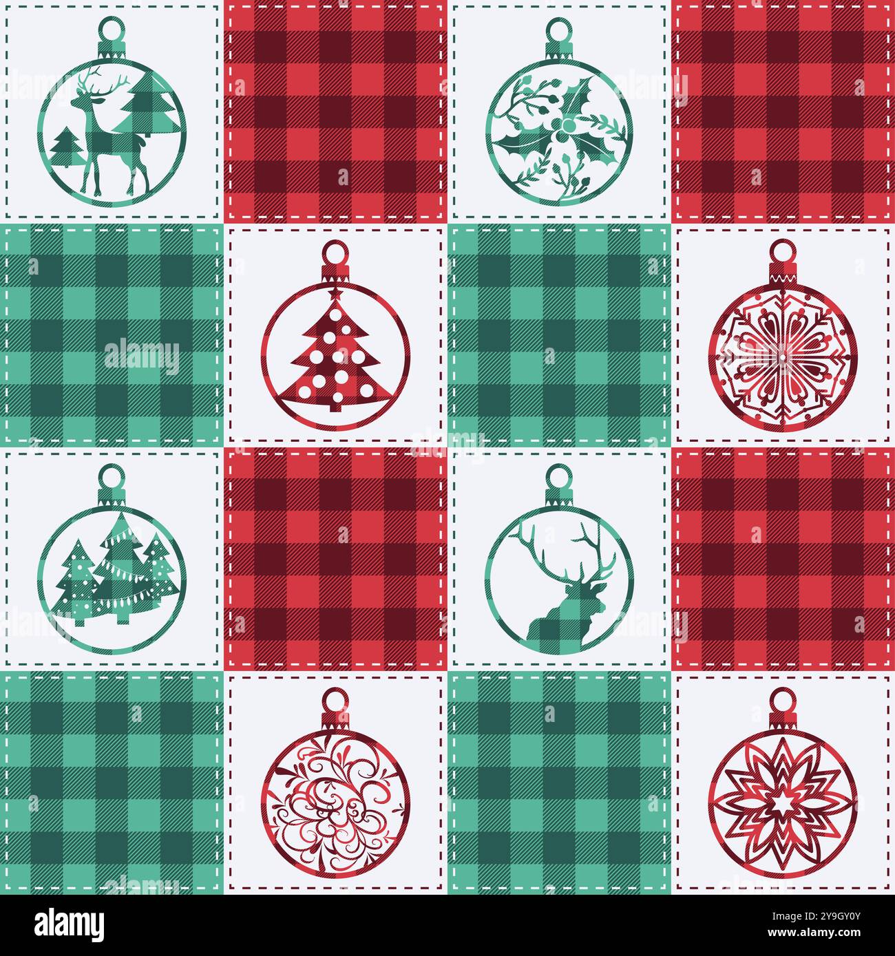 Christmas patchwork style checkered plaid seamless pattern. Winter ...