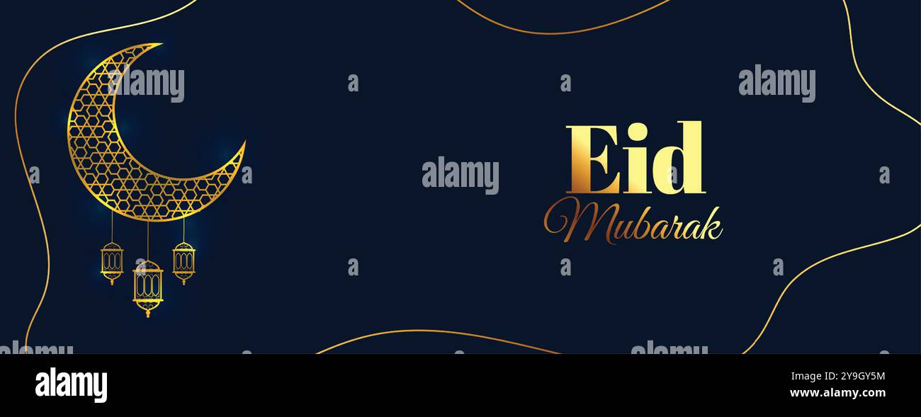 eid mubarak golden banner for your home and office decor vector Stock ...
